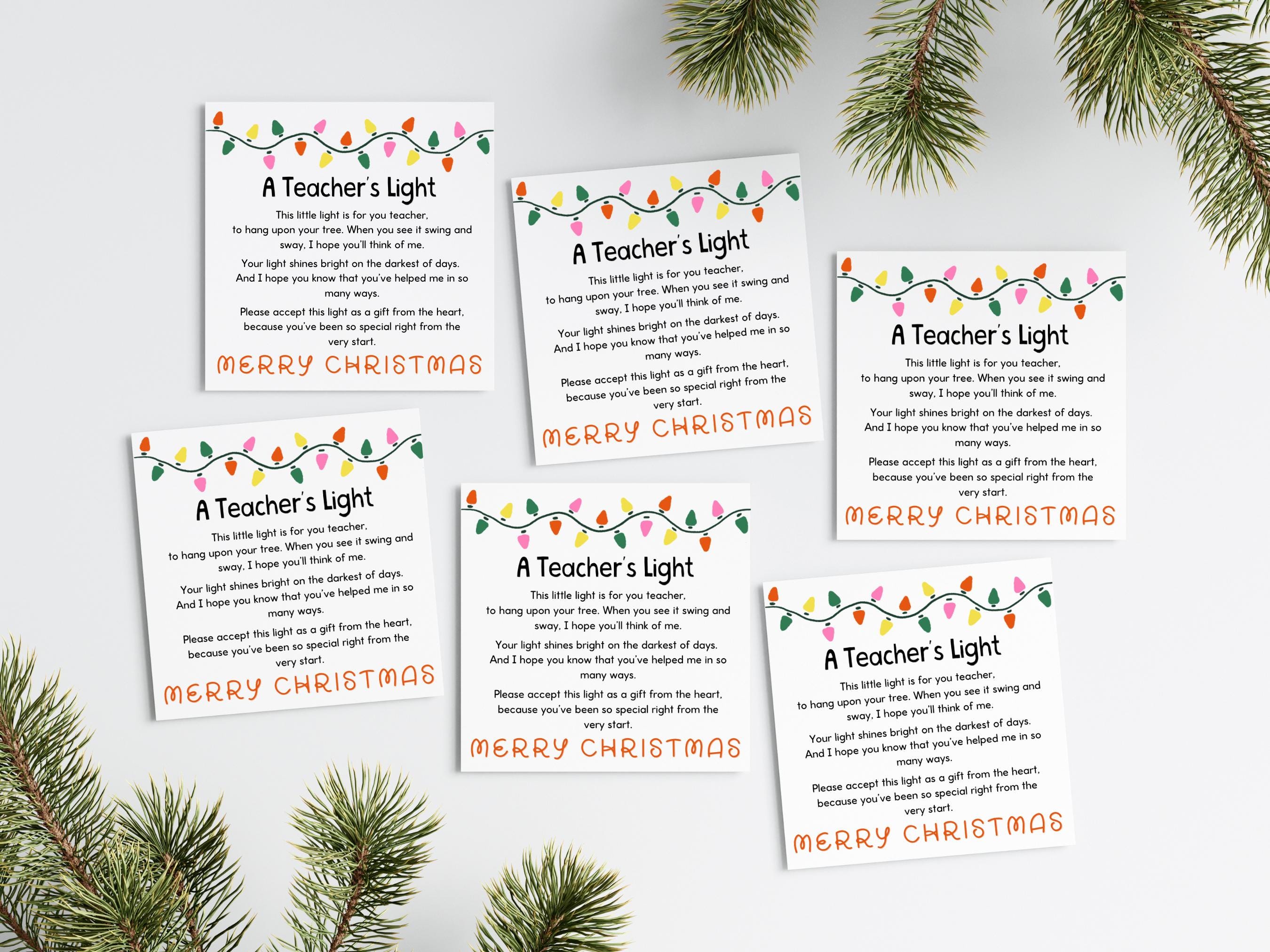 A Teacher's Light Printable Poem, Teachers Light Tag, Teacher Gift Tag ...