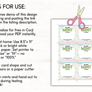 You Were Mint to Succeed Testing Motivation Tag Printable, Editable ...