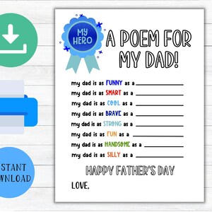 Father's Day Poem Preschool | Father's Day Poem | Personalized Poem ...
