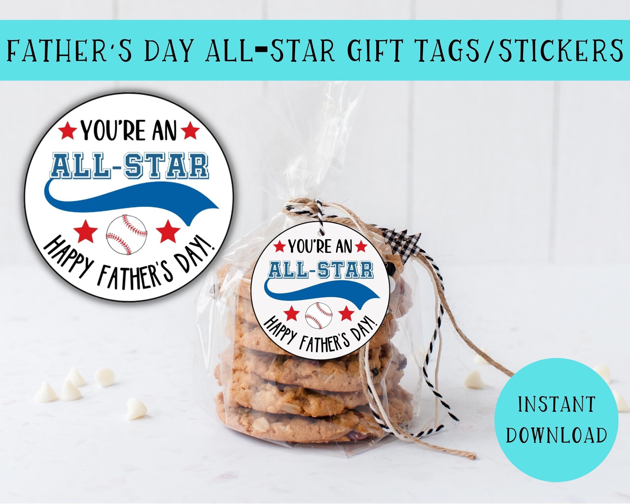 Father's Day All-star Gift Tag or Stickers | Father's Day Cookie Tag ...
