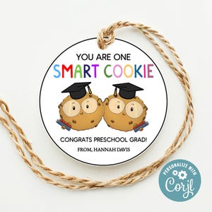 One Smart Cookie Preschool Graduation Tag Printable, Editable One Smart ...