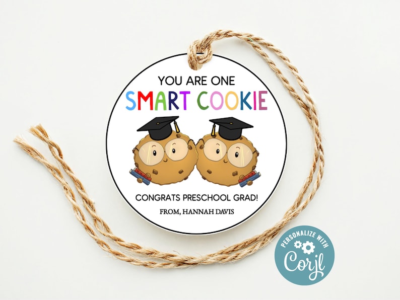 One Smart Cookie Preschool Graduation Tag Printable, Editable One Smart ...