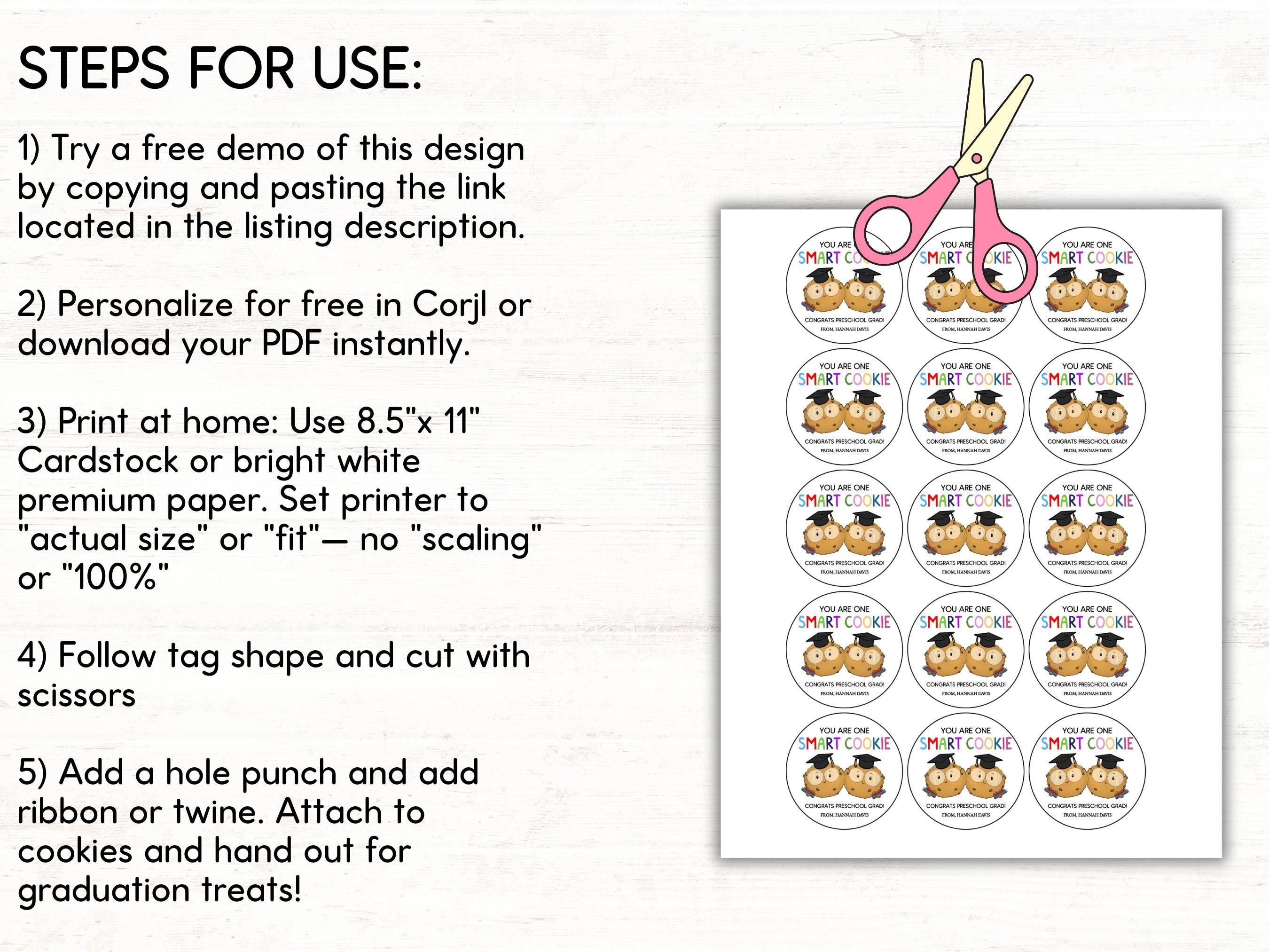 One Smart Cookie Preschool Graduation Tag Printable, Editable One Smart ...