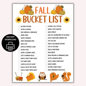 Fall Bucket List Printable, Editable Fall Bucket List, Bucket List ...
