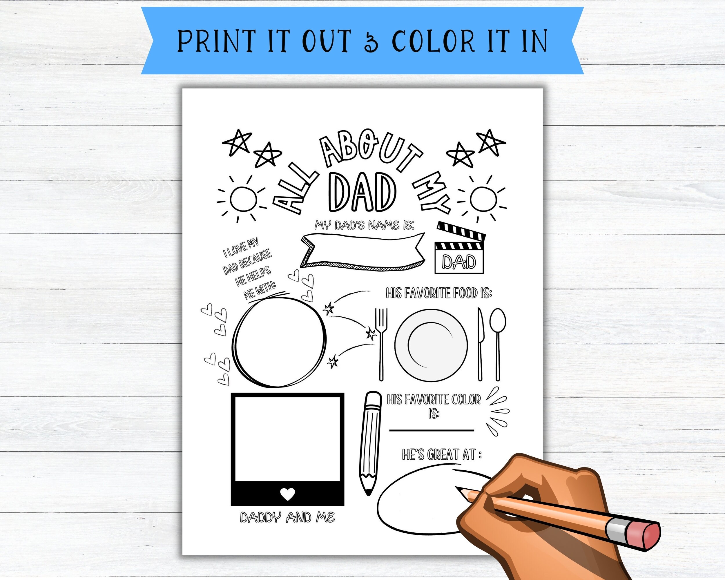 All About My Dad Printable Father's Day Questionnaire All About Dad Dad ...