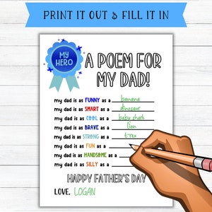 Father's Day Poem Preschool | Father's Day Poem | Personalized Poem ...