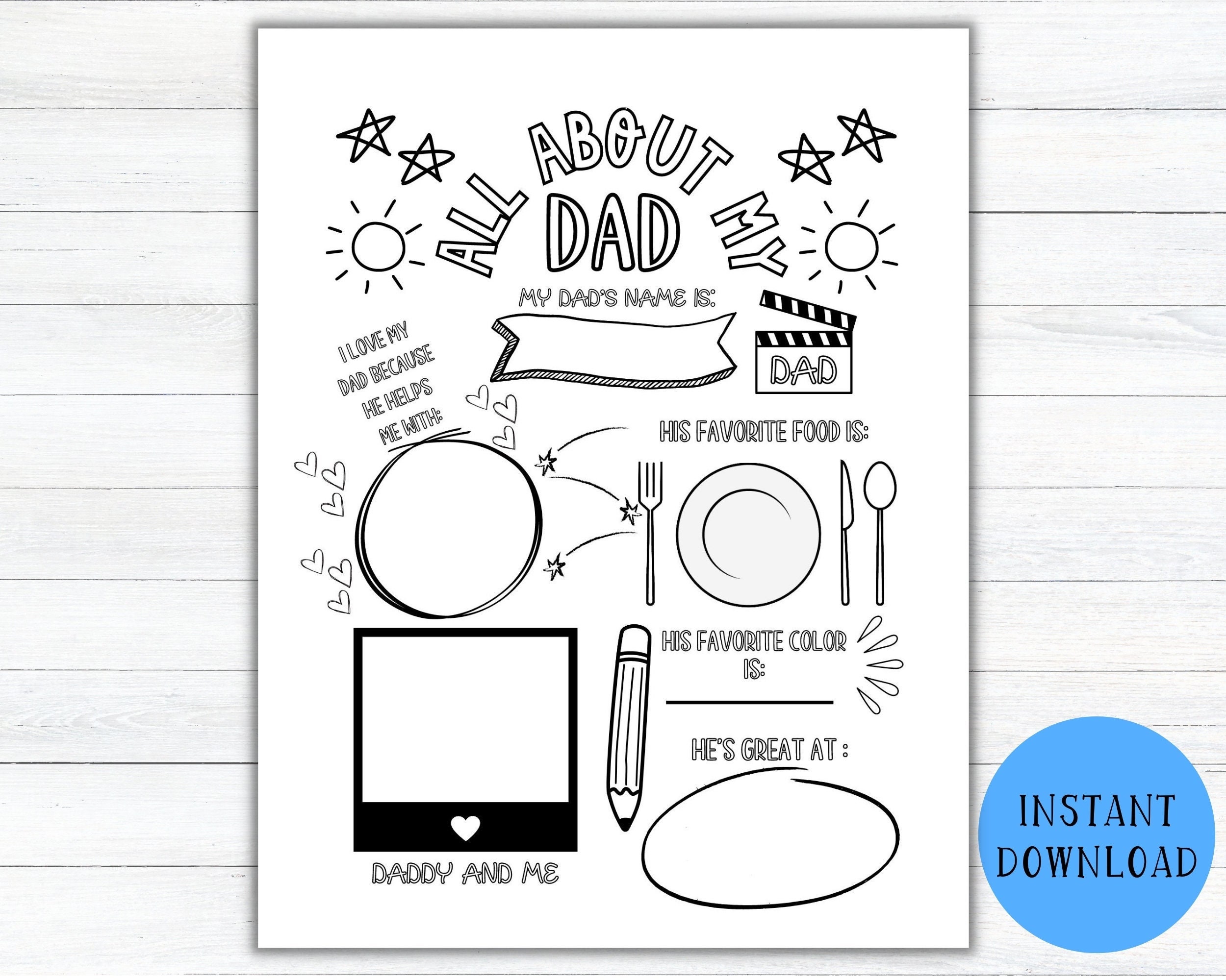 All About My Dad Printable Fathers Day Questionnaire All About Dad Dad