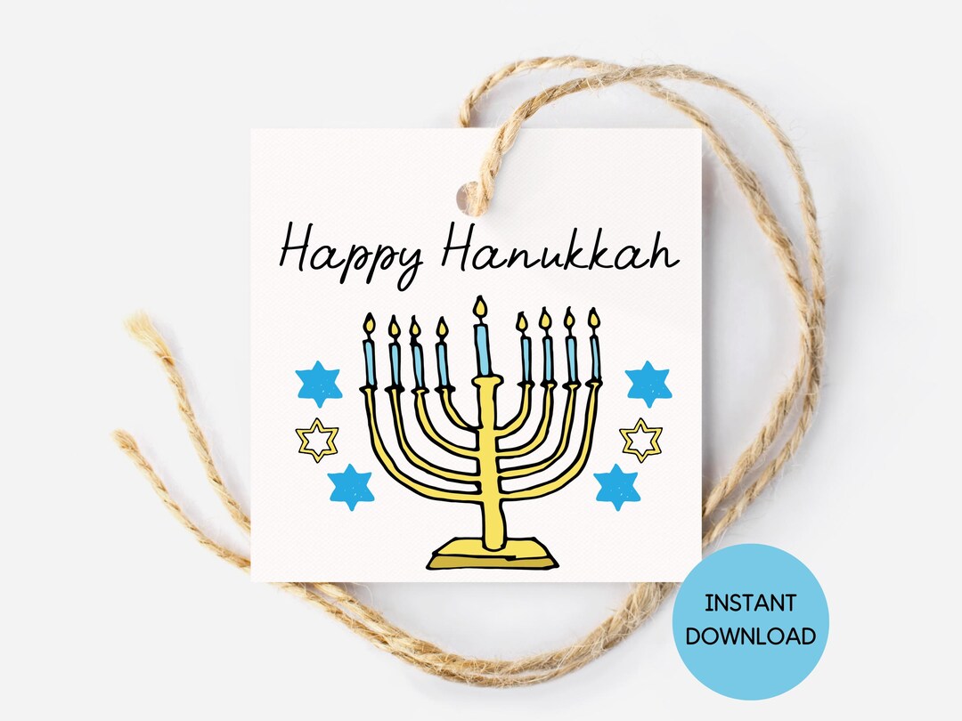 Hanukkah Menorah Gift Tag Printable, Hanukkah Printable, Hanukkah Gift ...