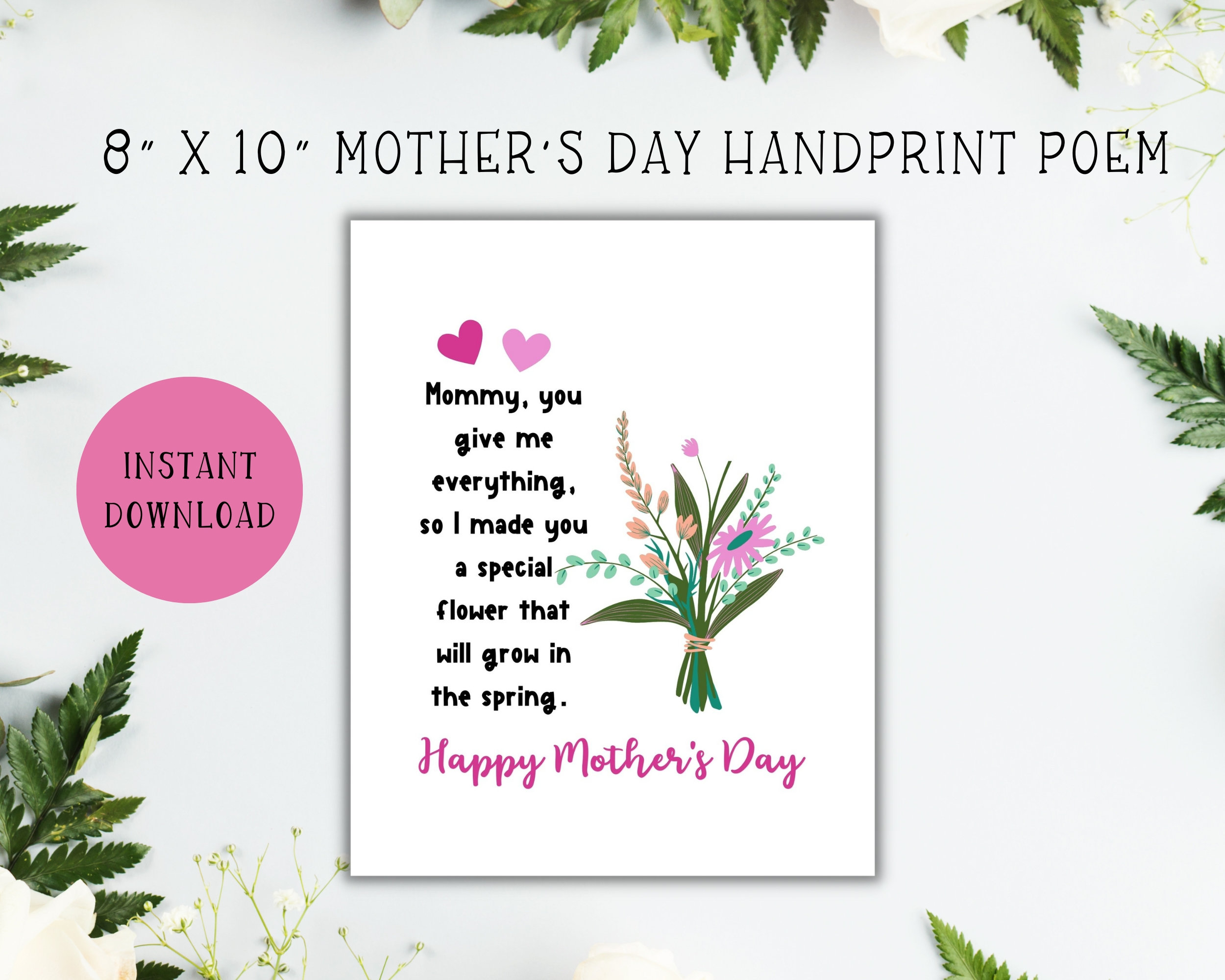 Mother's Day Handprint Art Poem Handprint Mother's Day Craft for ...