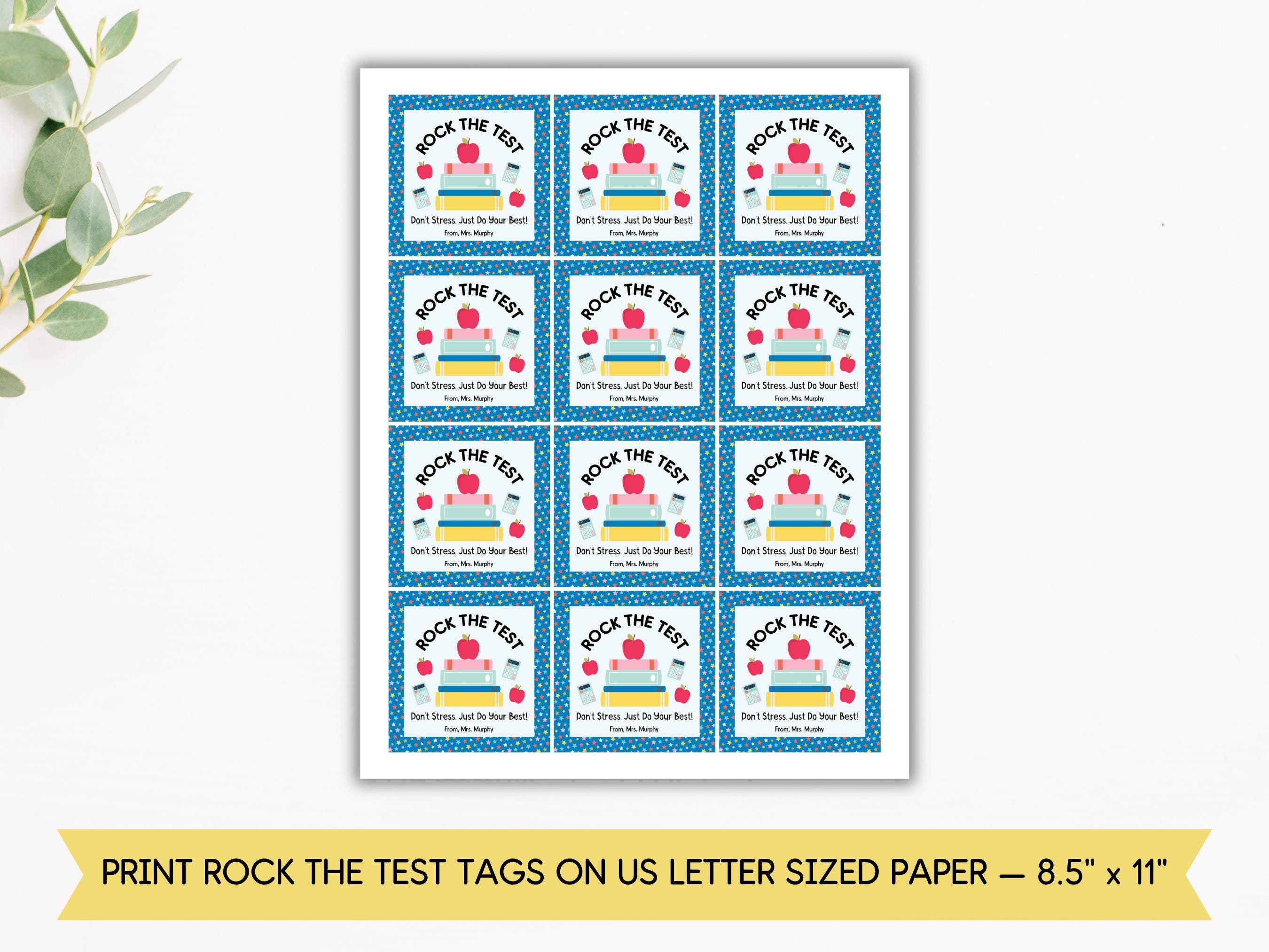 Testing Motivation Tag Printable, Editable Rock the Test Tag, Testing ...