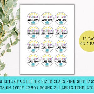 First Grade Graduation Class Ring Gift Tags or Stickers | 1st Grade ...