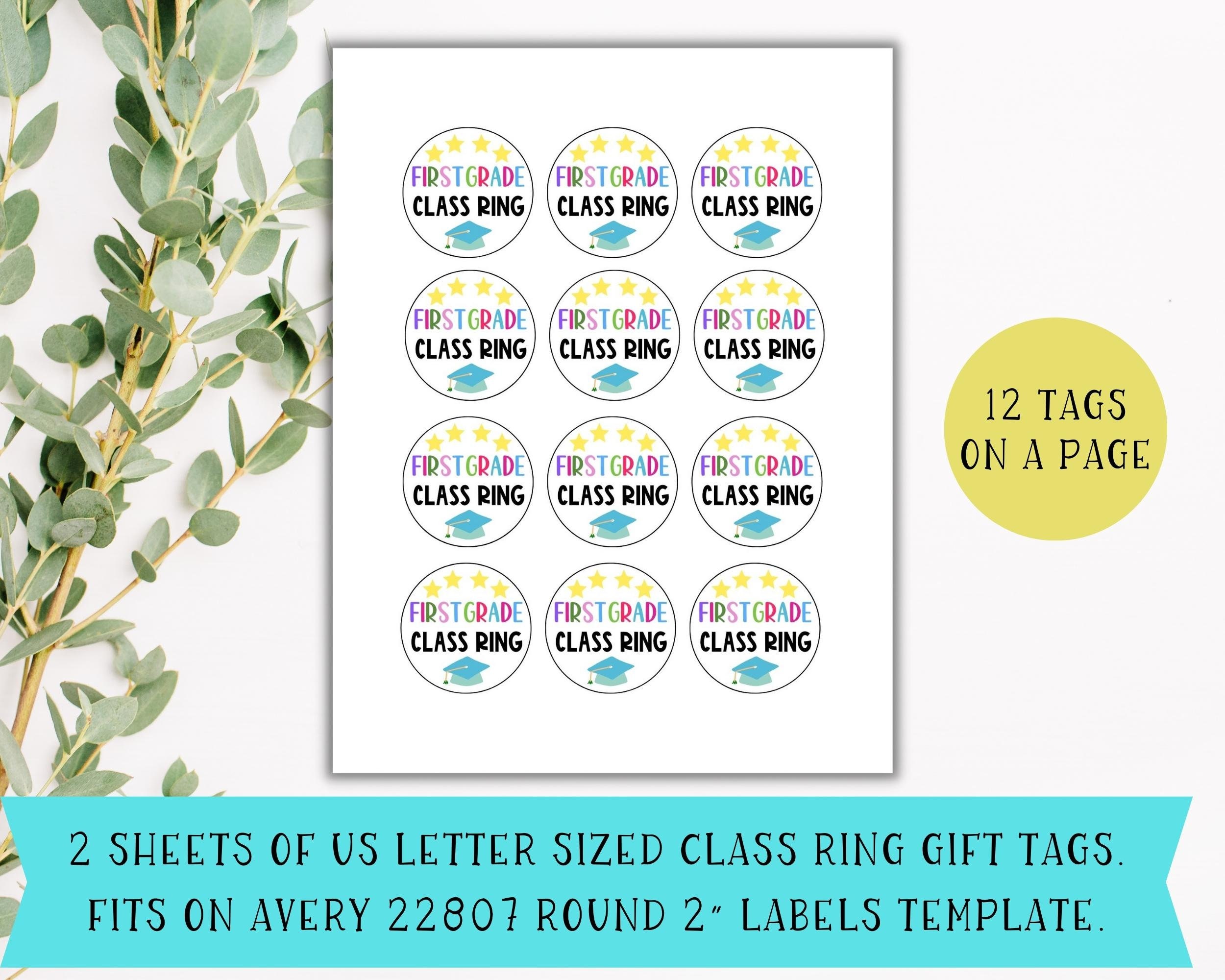 First Grade Graduation Class Ring Gift Tags or Stickers 1st Grade ...