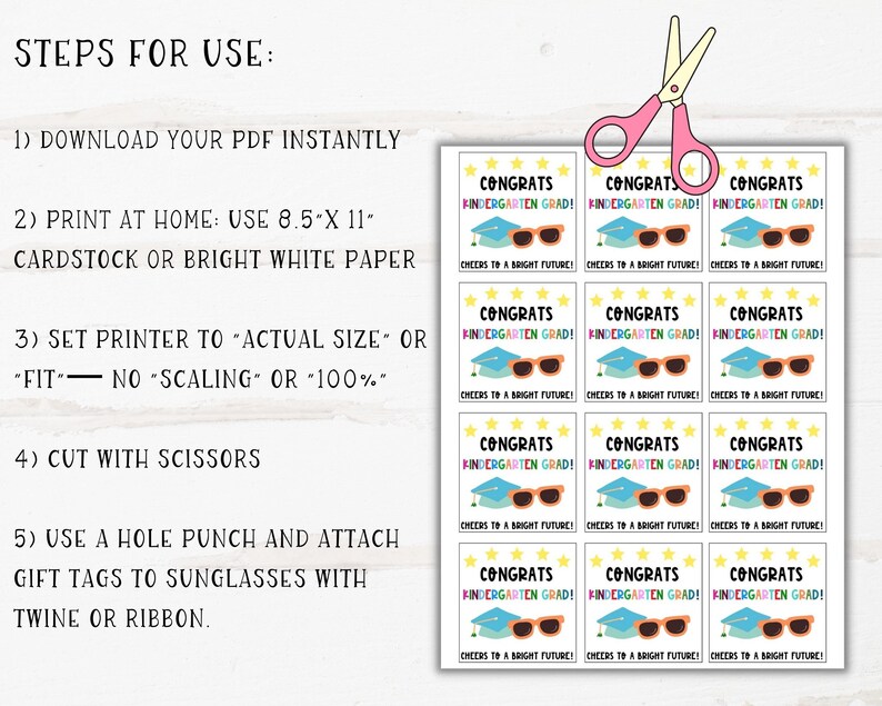 Kindergarten Sunglasses Tags Sunglasses Favor Tag Sunglasses Gift Tag ...