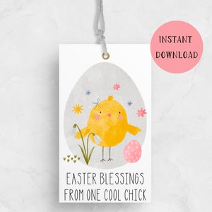 Printable Easter Chick Basket Tags | Easter Gift Tag | Easter Treat Bag ...