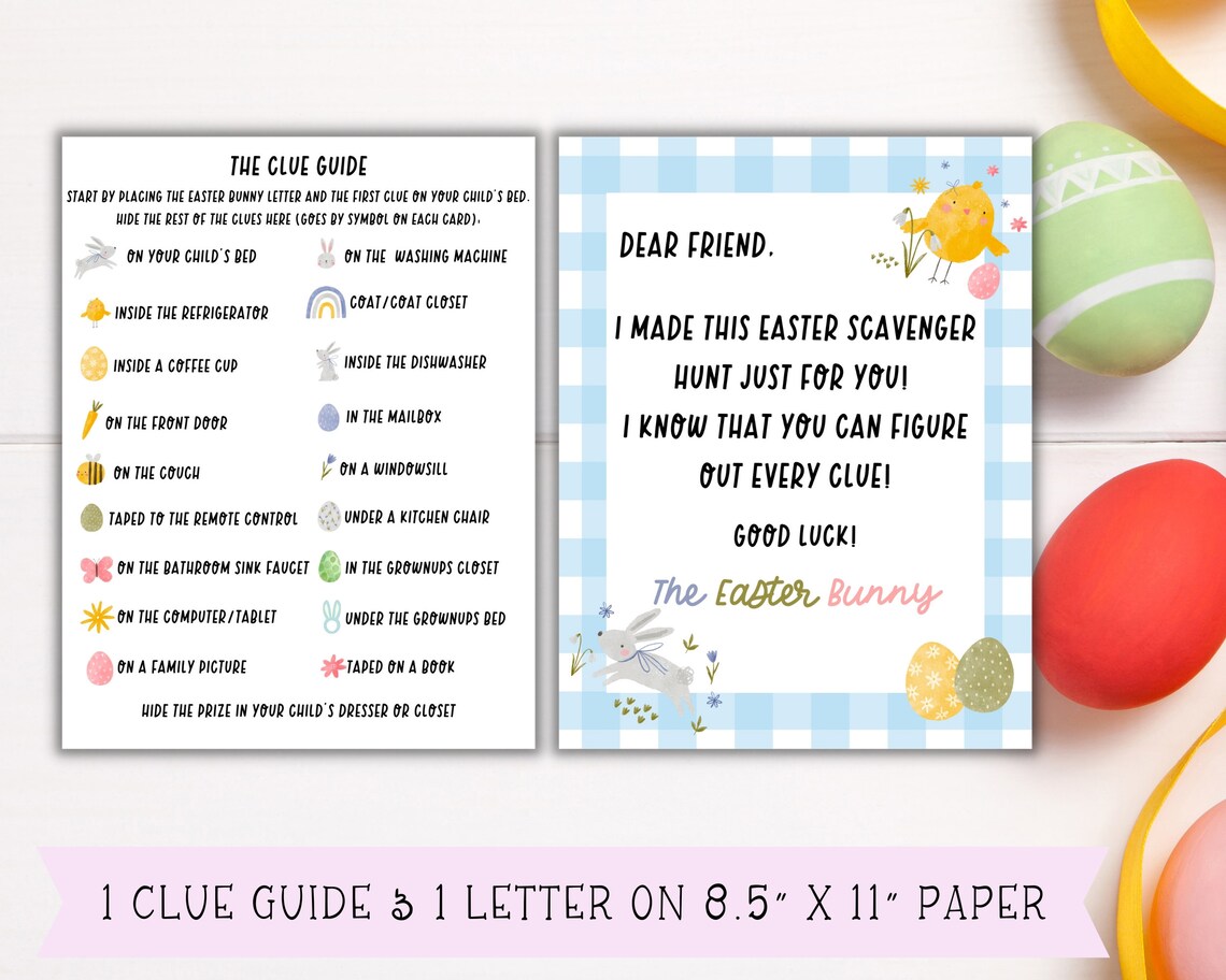 Easter Scavenger Hunt Indoor Easter Treasure Hunt for Kids 18 Treasure ...