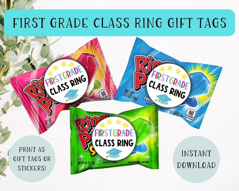 First Grade Graduation Class Ring Gift Tags or Stickers | 1st Grade ...