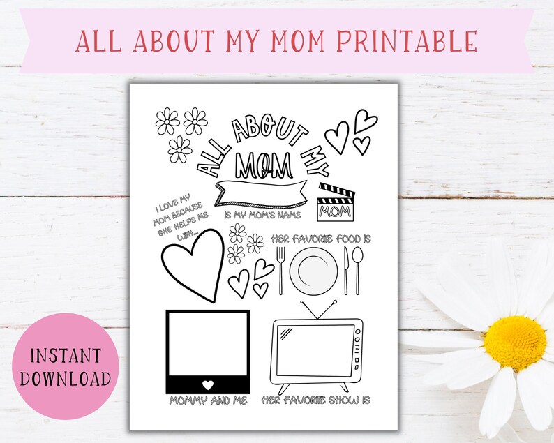 All About My Mom Printable All About Mom Mother's Day Gift Keepsake for ...