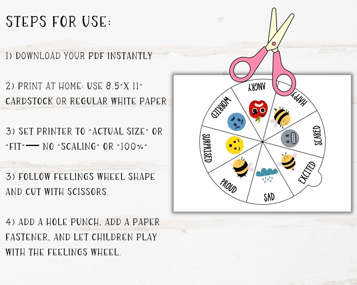 Honey Bee Feelings Wheel for Kids Emotions Wheel Wheel of Emotions ...