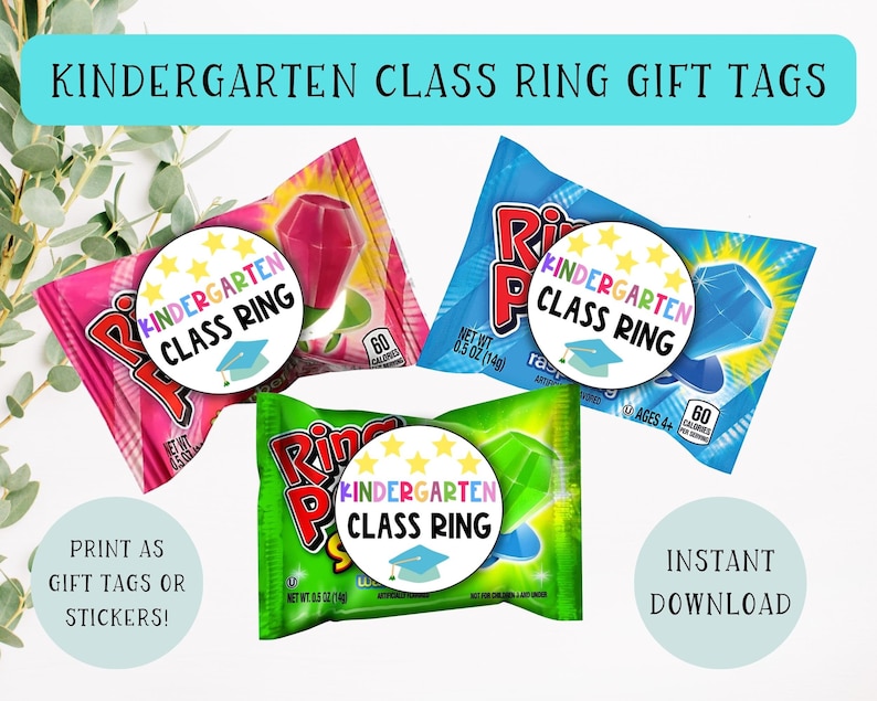 Kindergarten Graduation Class Ring Gift Tags or Stickers | Graduation ...