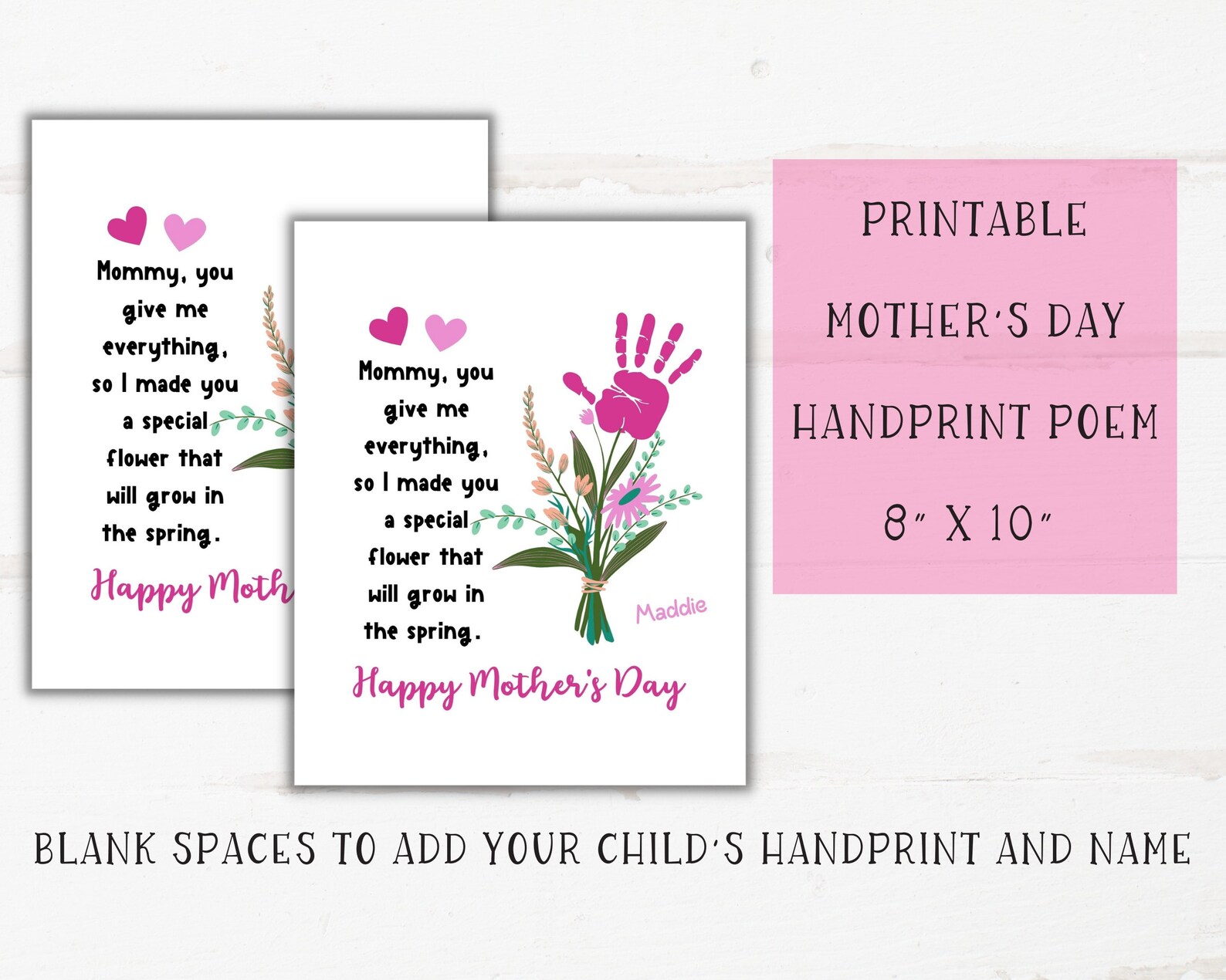 Mother's Day Handprint Art Poem Handprint Mother's Day Craft for ...
