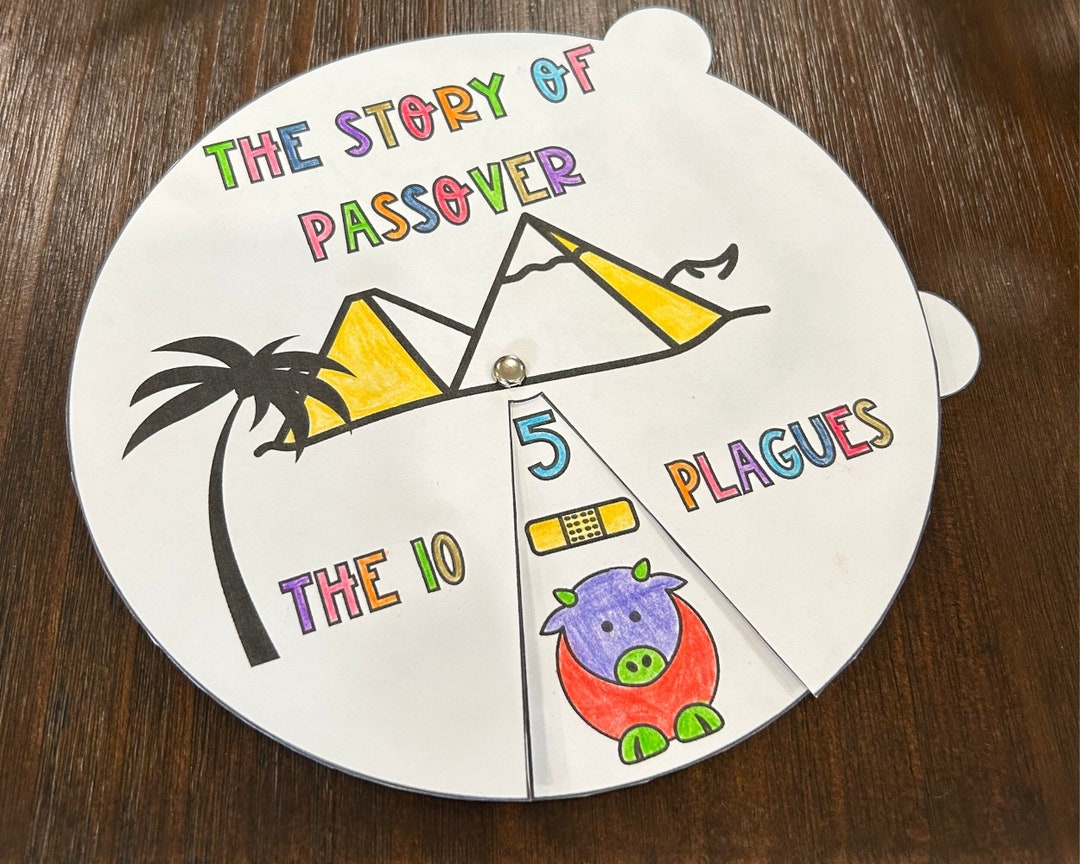 Ten Plagues of Passover Printable Spinner Coloring Wheel | Passover ...