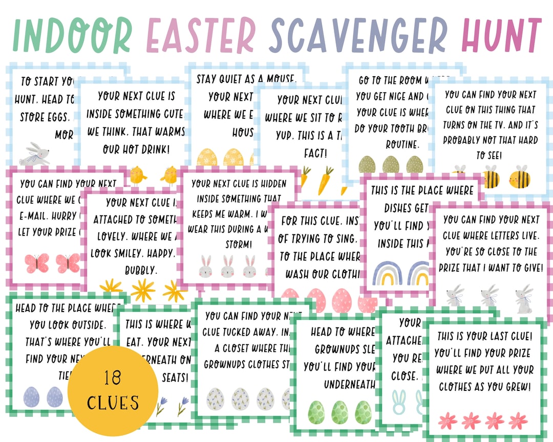 Easter Scavenger Hunt | Indoor Easter Treasure Hunt for Kids | 18 ...