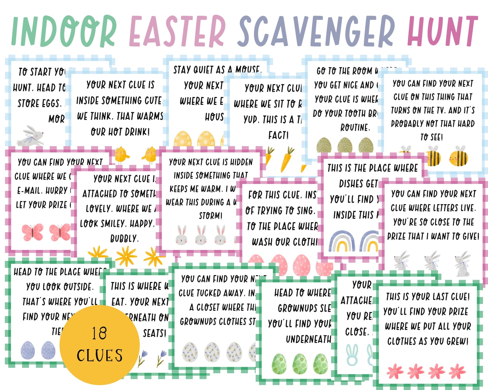 Easter Scavenger Hunt | Indoor Easter Treasure Hunt for Kids | 18 ...