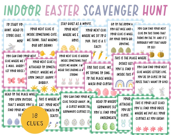 Indoor Easter Scavenger Hunt for Kids, Indoor Treasure Hunt for Kids ...