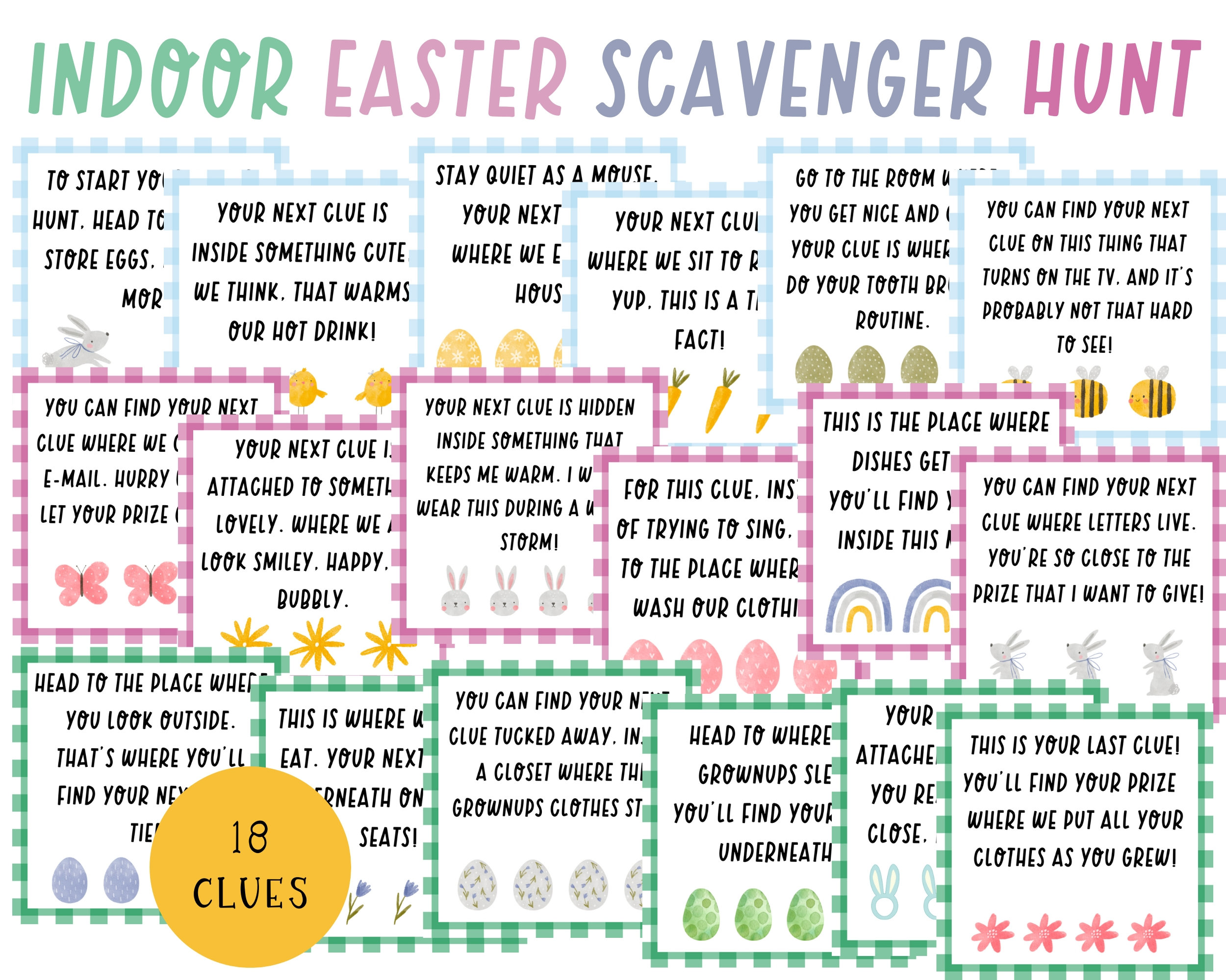 Easter Scavenger Hunt | Indoor Easter Treasure Hunt for Kids | 18 ...