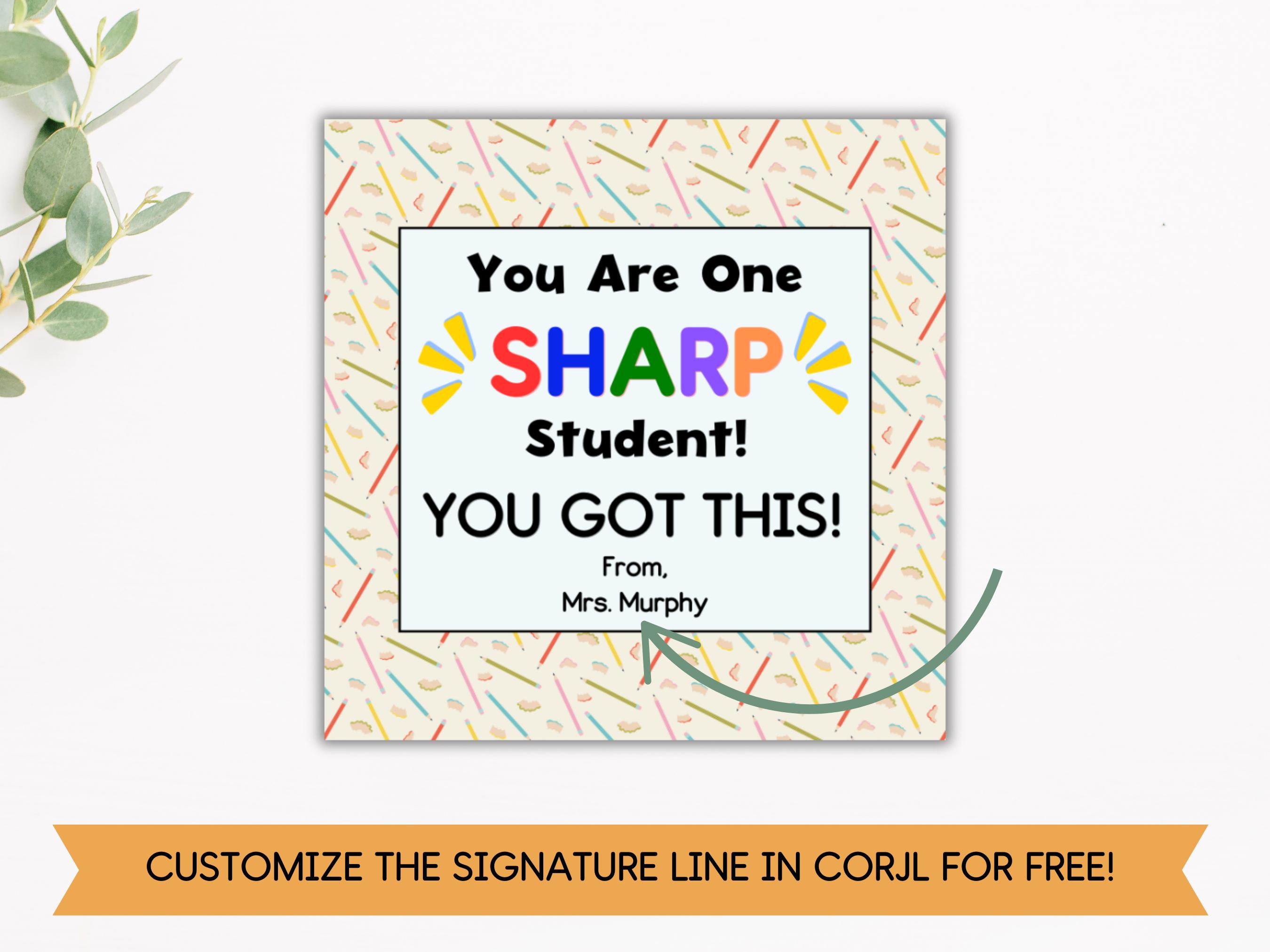 Testing Motivation Tag Printable, Editable One Sharp Student Tag ...