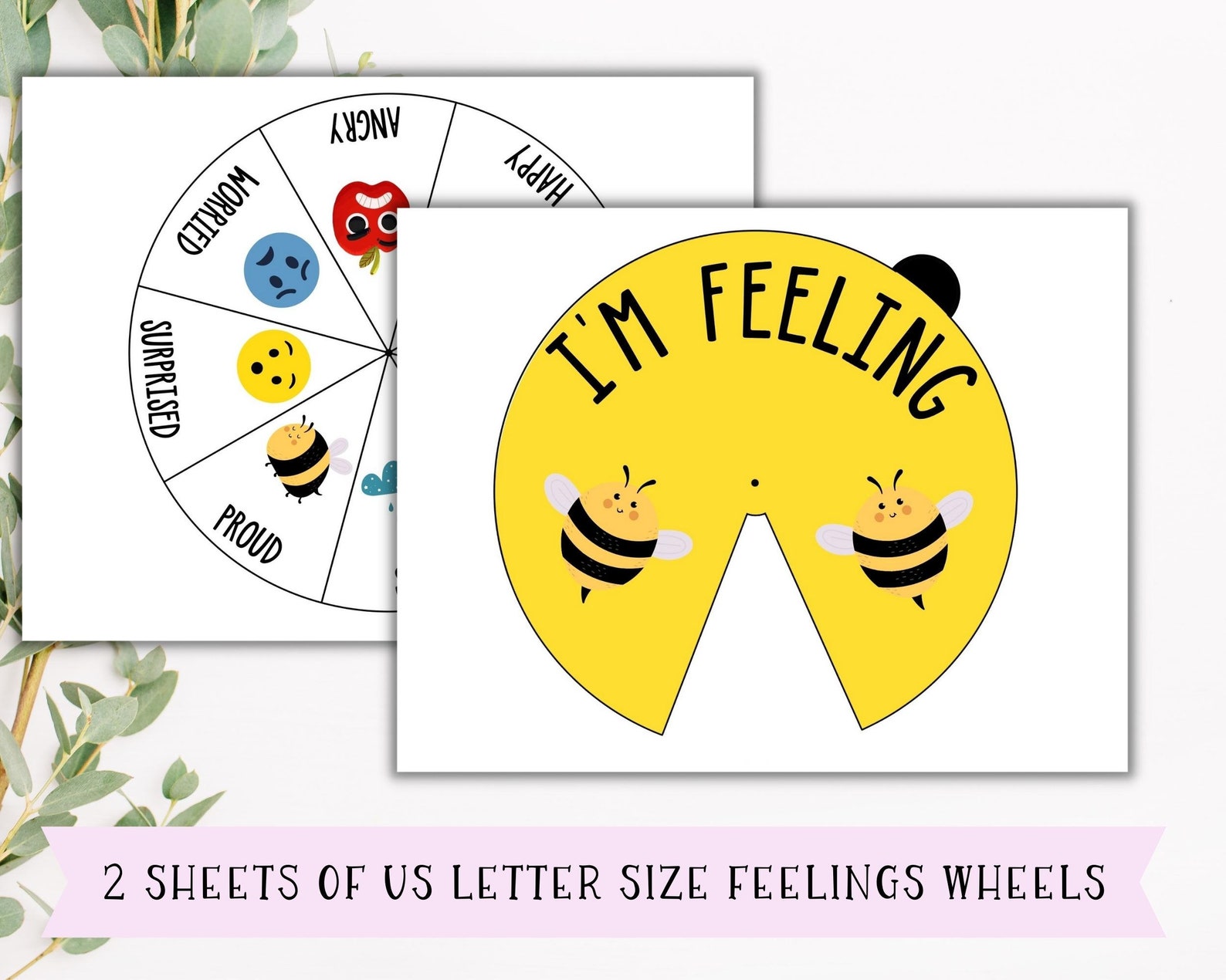 Honey Bee Feelings Wheel for Kids Emotions Wheel Wheel of Emotions ...