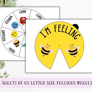 Honey Bee Feelings Wheel for Kids | Emotions Wheel | Wheel of Emotions ...