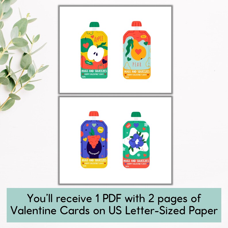 Printable Squeeze Pouch Valentine, Fruit Pouch Valentine, Applesauce ...