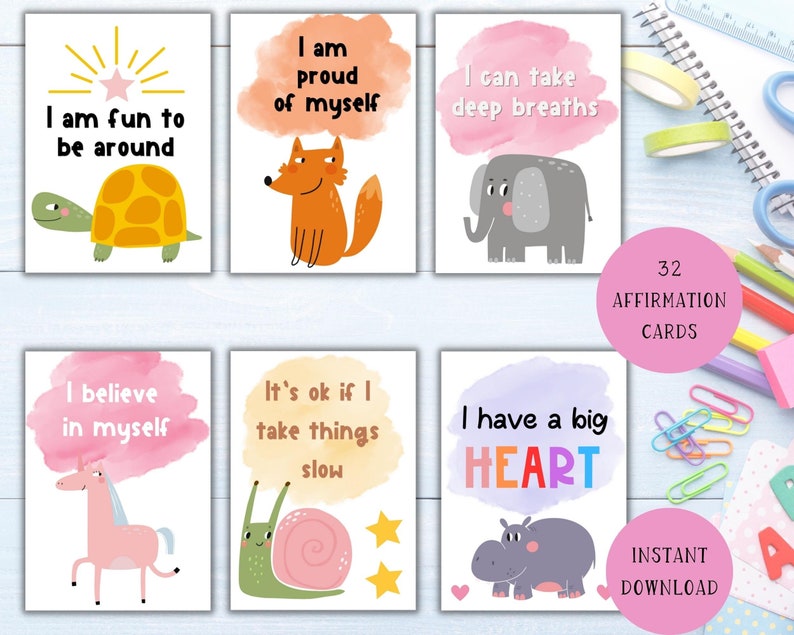 Positive Affirmation Cards for Kids 32 Printable Affirmation - Etsy