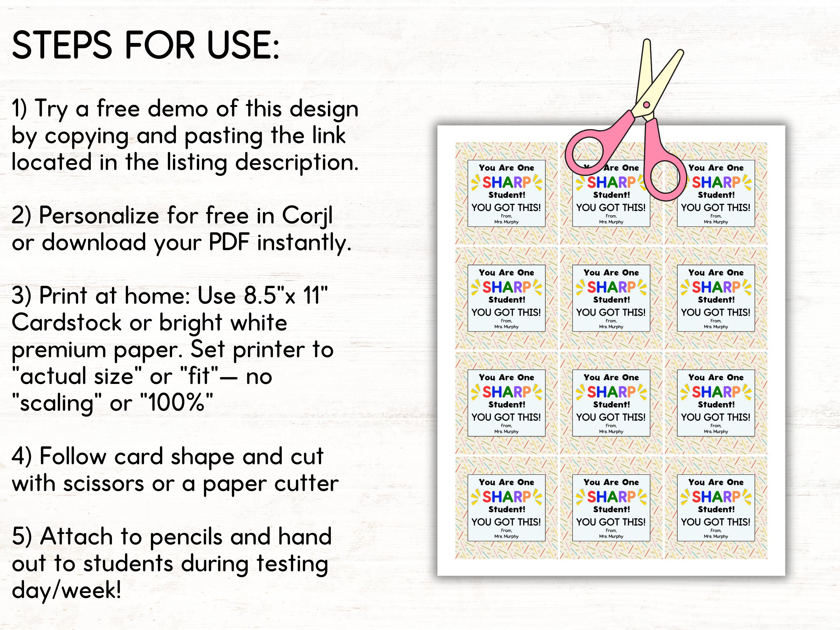 Testing Motivation Tag Printable, Editable One Sharp Student Tag ...
