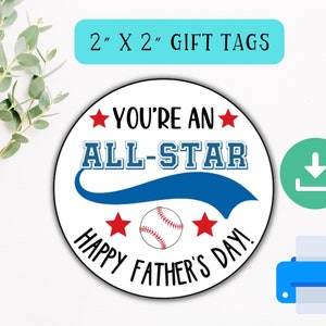 Father's Day All-star Gift Tag or Stickers | Father's Day Cookie Tag ...