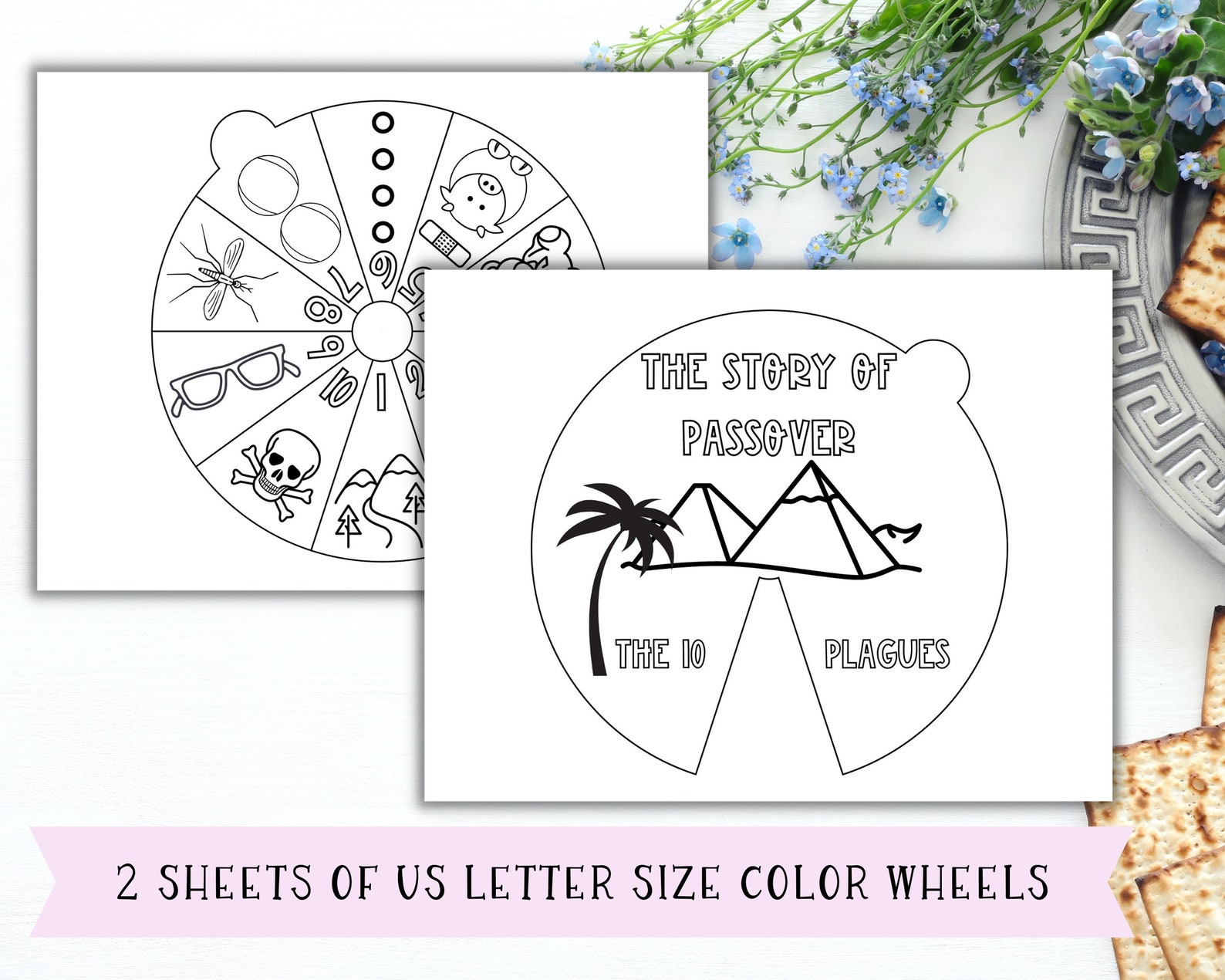 Ten Plagues of Passover Printable Spinner Coloring Wheel | Passover ...