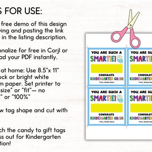 You Are Such A Smartie Kindergarten Graduation Gift Tag Printable ...