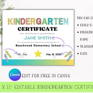 Editable Kindergarten Graduation Certificate | Kindergarten Diploma ...