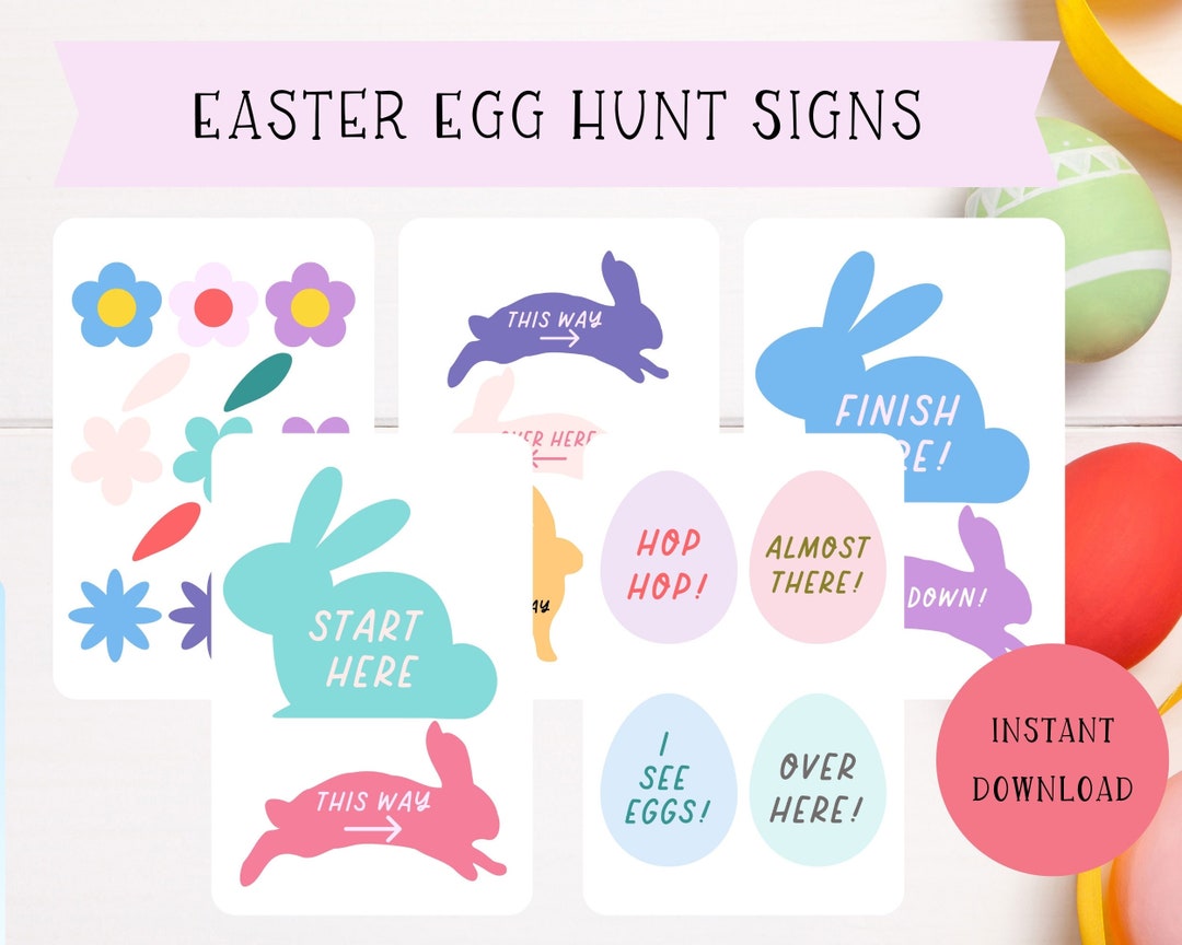 Easter Egg Hunt Signs Easter Egg Hunt Kit Egg Hunt Yard Signs Kids Egg ...