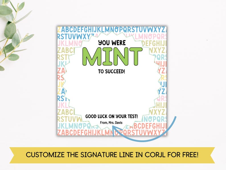 You Were Mint to Succeed Testing Motivation Tag Printable, Editable ...