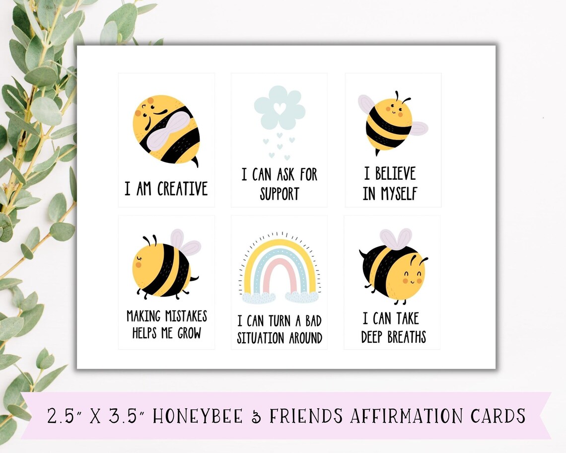Honeybee Positive Affirmation Cards for Kids | Printable Affirmation ...