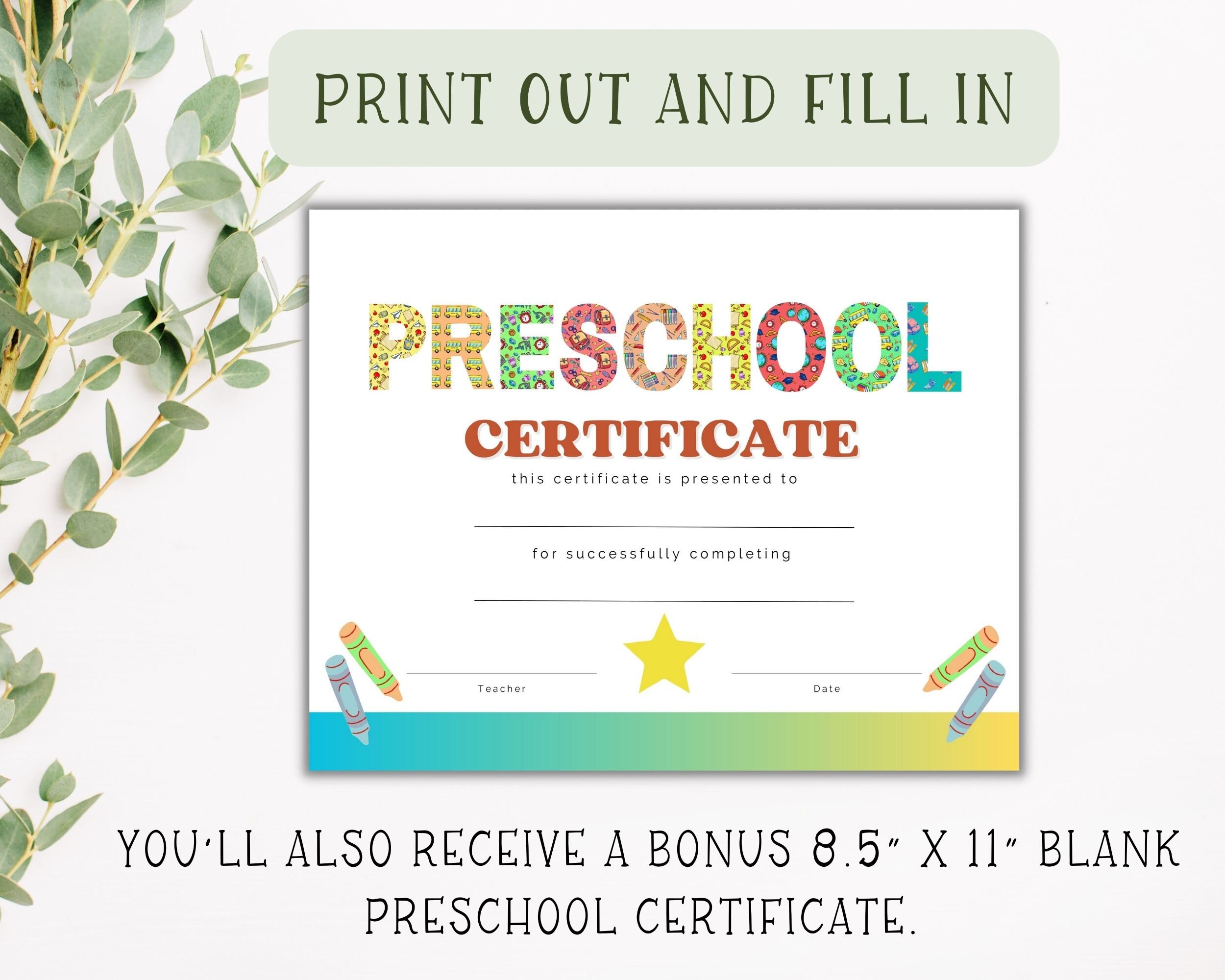 Editable Preschool Graduation Certificate | Preschool Diploma ...
