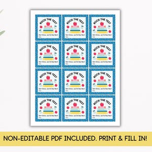 Testing Motivation Tag Printable, Editable Rock the Test Tag, Testing ...