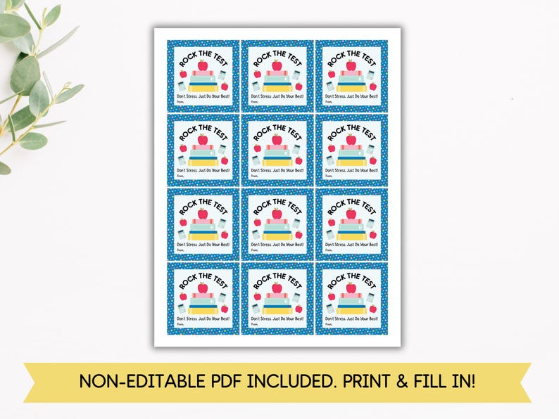 Testing Motivation Tag Printable, Editable Rock the Test Tag, Testing ...