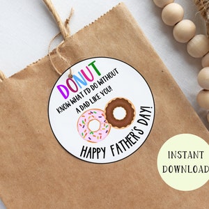 Father's Day Donut Gift Tag or Stickers | Father's Day Favor Tag ...
