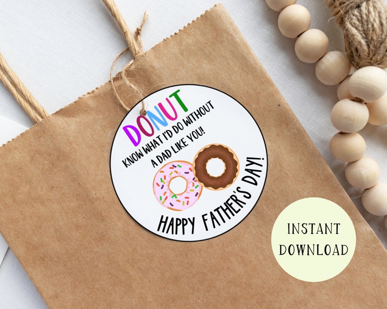 Father's Day Donut Gift Tag or Stickers | Father's Day Favor Tag ...
