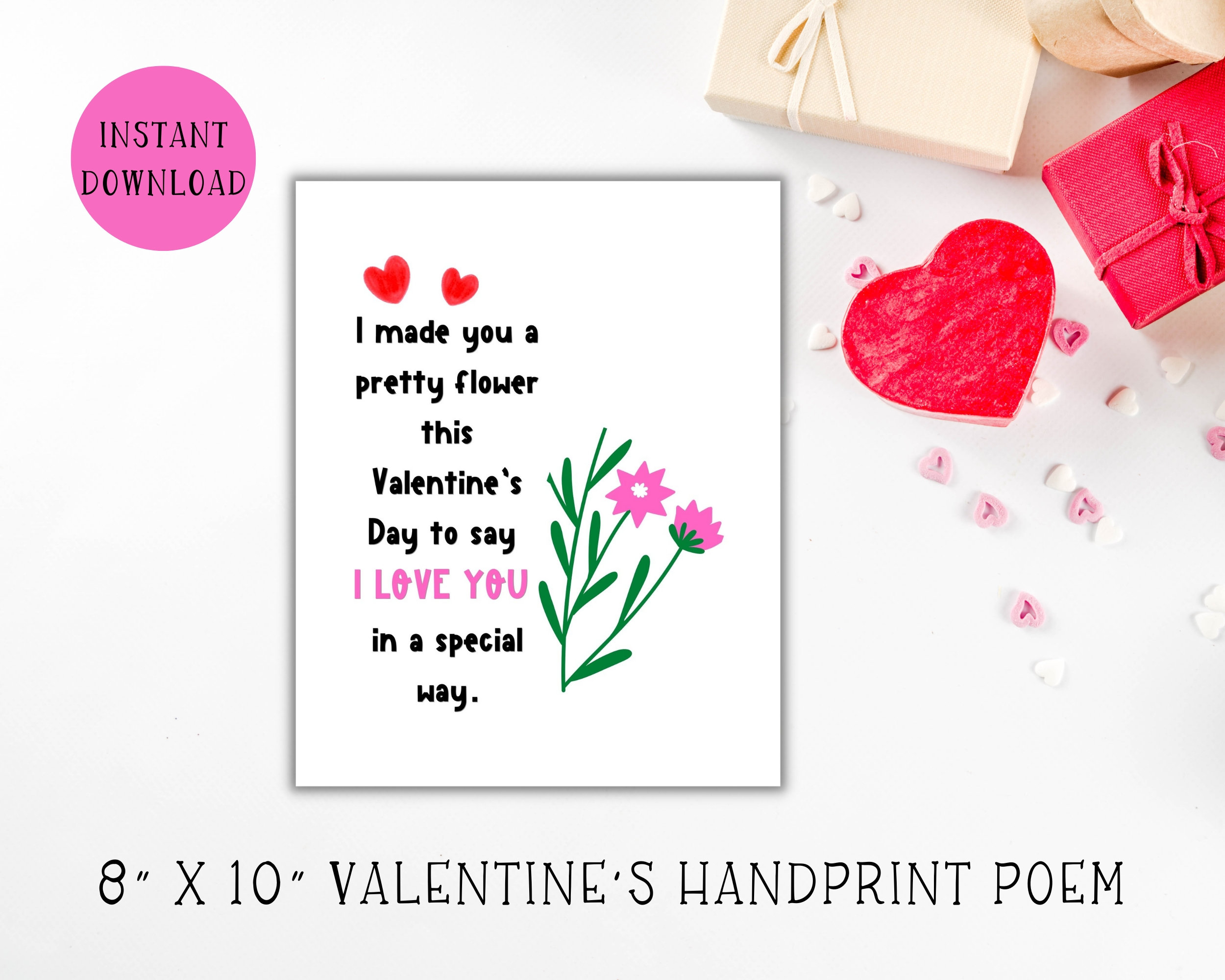 Valentine's Day Handprint Art Poem | Printable Valentine's Day Craft ...