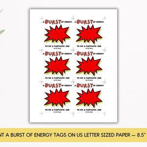 A Burst of Energy Testing Motivation Tag Printable, Editable Testing ...