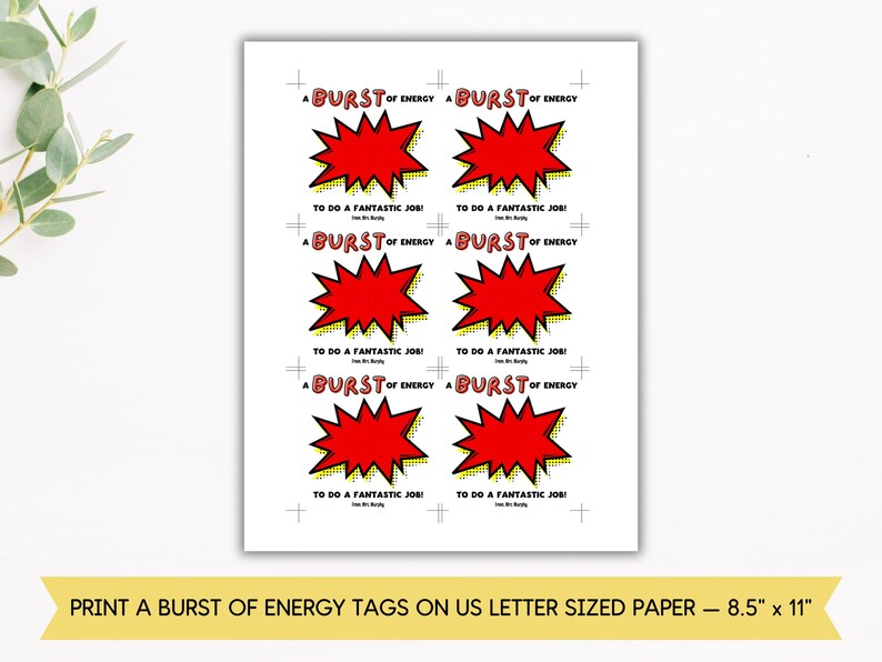 A Burst of Energy Testing Motivation Tag Printable, Editable Testing ...